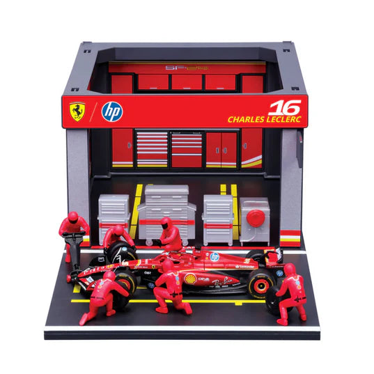 Bburago F1 Ferrari F1 Team SF-25 2025 Pit Pass Diorama Charles Leclerc ...
