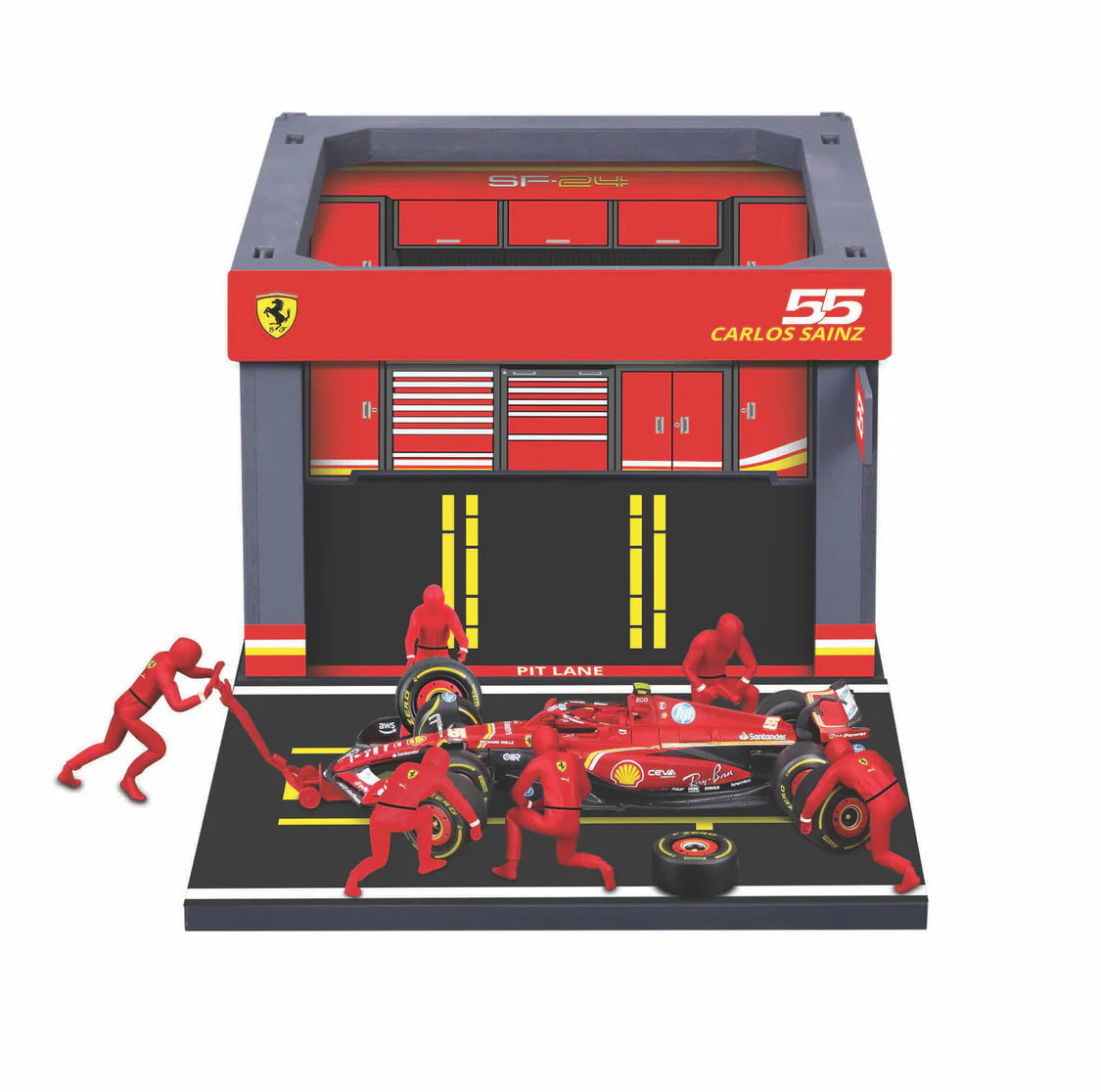 Bburago F1 Ferrari F1 Team SF-24 2024 Pit Pass Diorama Carlos Sainz 1 ...