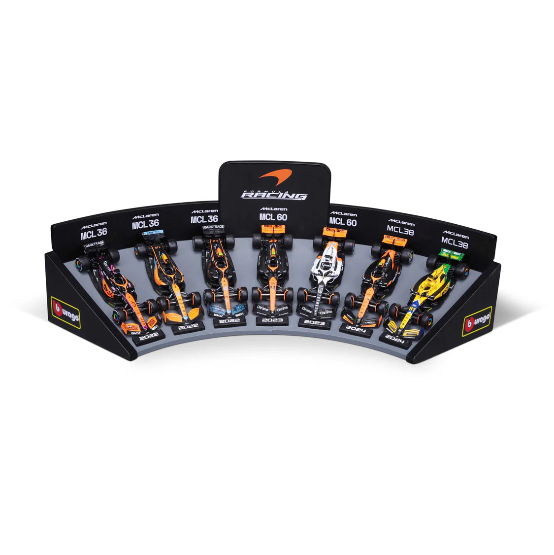 Bburago F1 Mclaren F1 Team Deluxe Gift Set With Display Stand (7-Car S ...