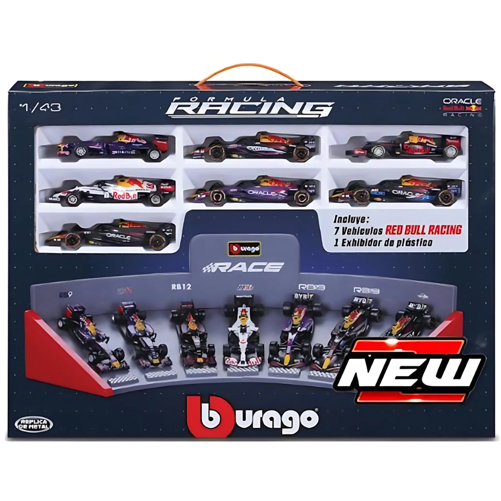 Bburago F1 Red Bull Racing Deluxe Gift Set With Display Stand (7-Car S ...