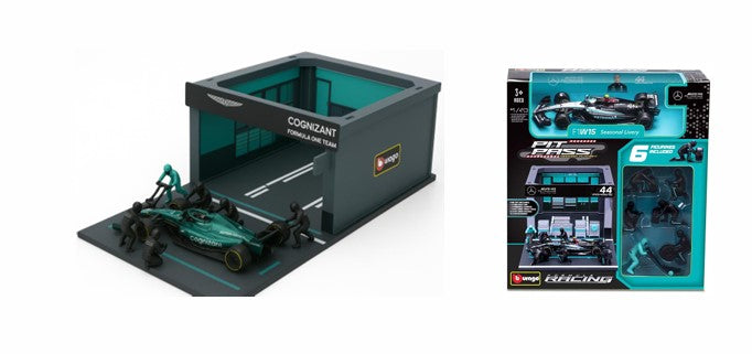 Bburago F1 Aston Martin F1 Team AMR25 2025 Pit Pass Diorama Lance Stro ...