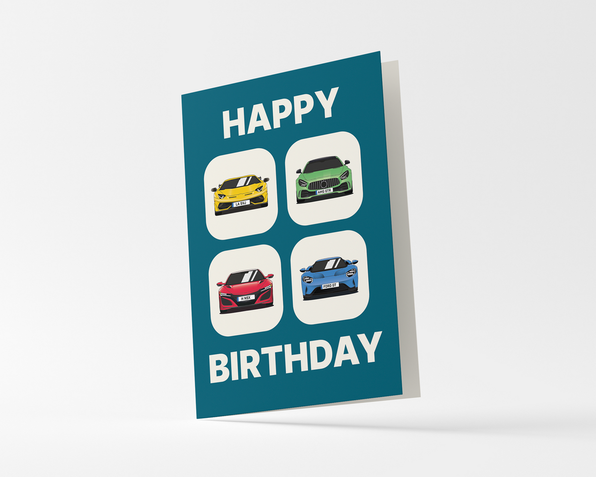 Supercar Tile Birthday Card - Car Model Store